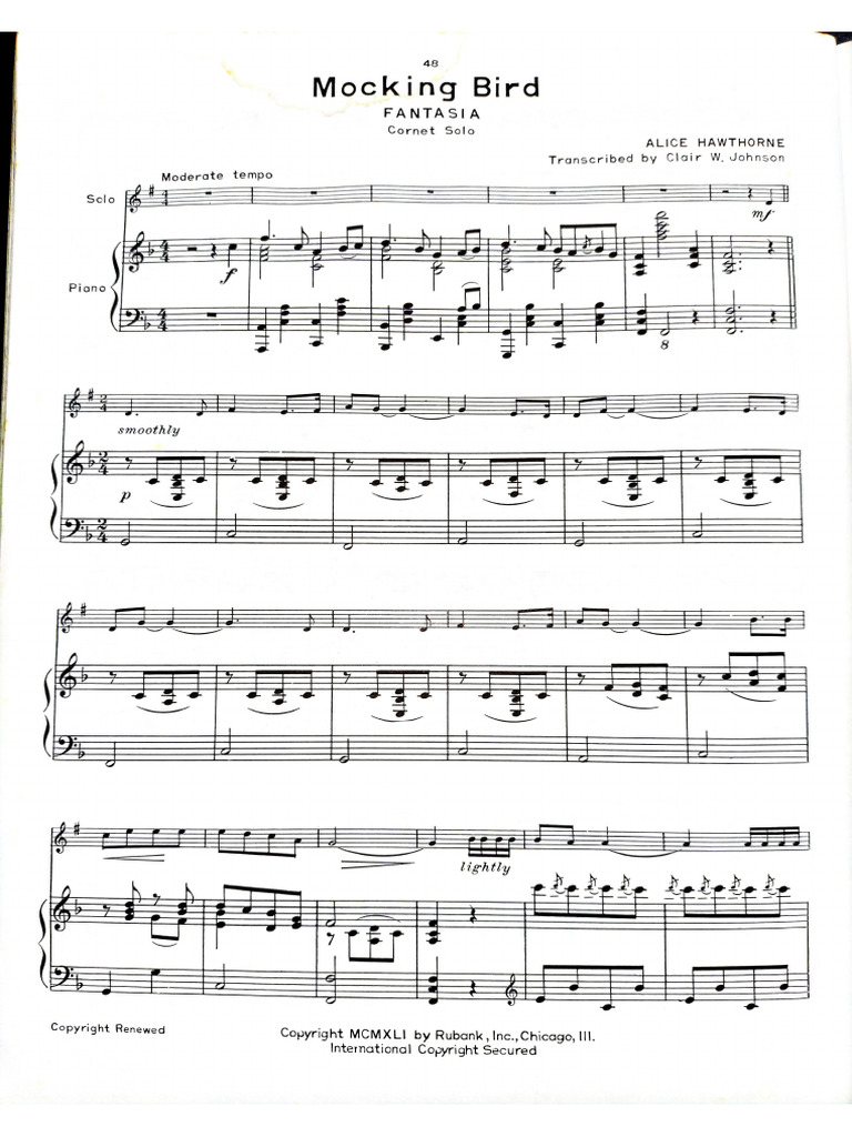 Mocking Bird Cornet Solo | PDF