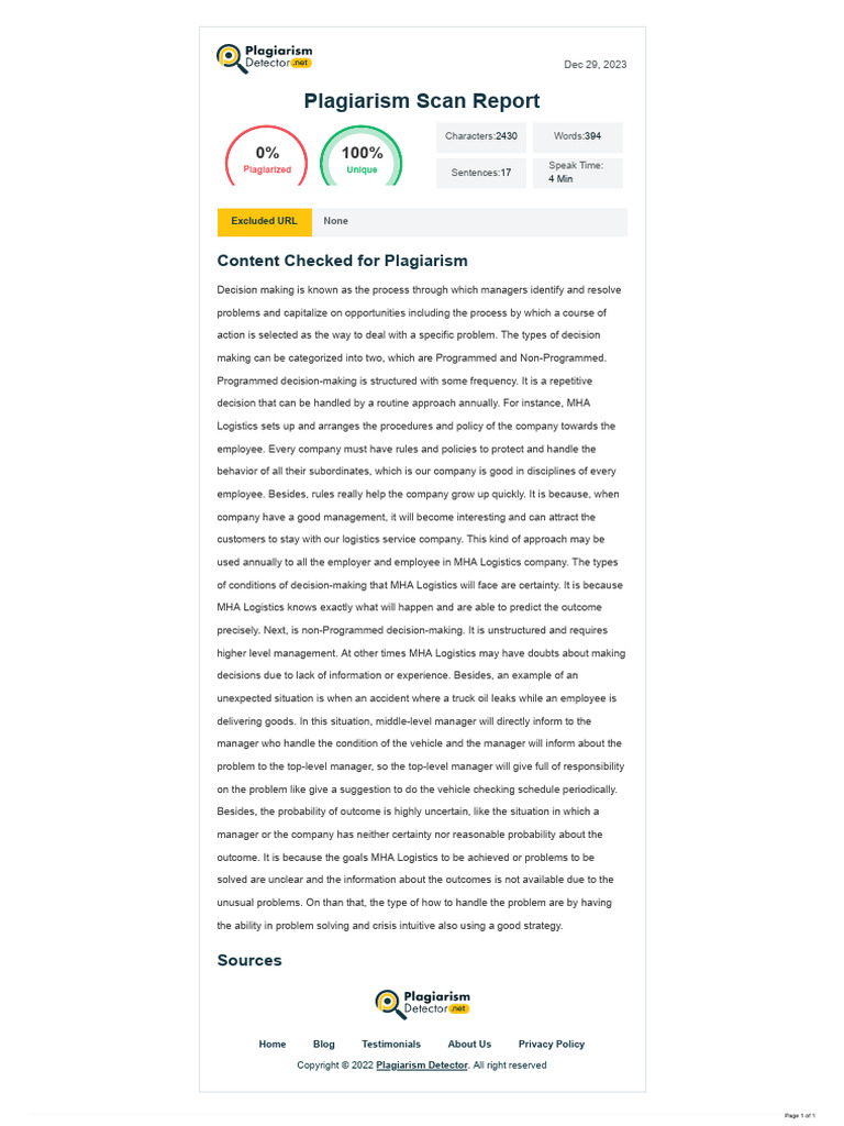 Report Decision Making | PDF | Decision Making | Logistics