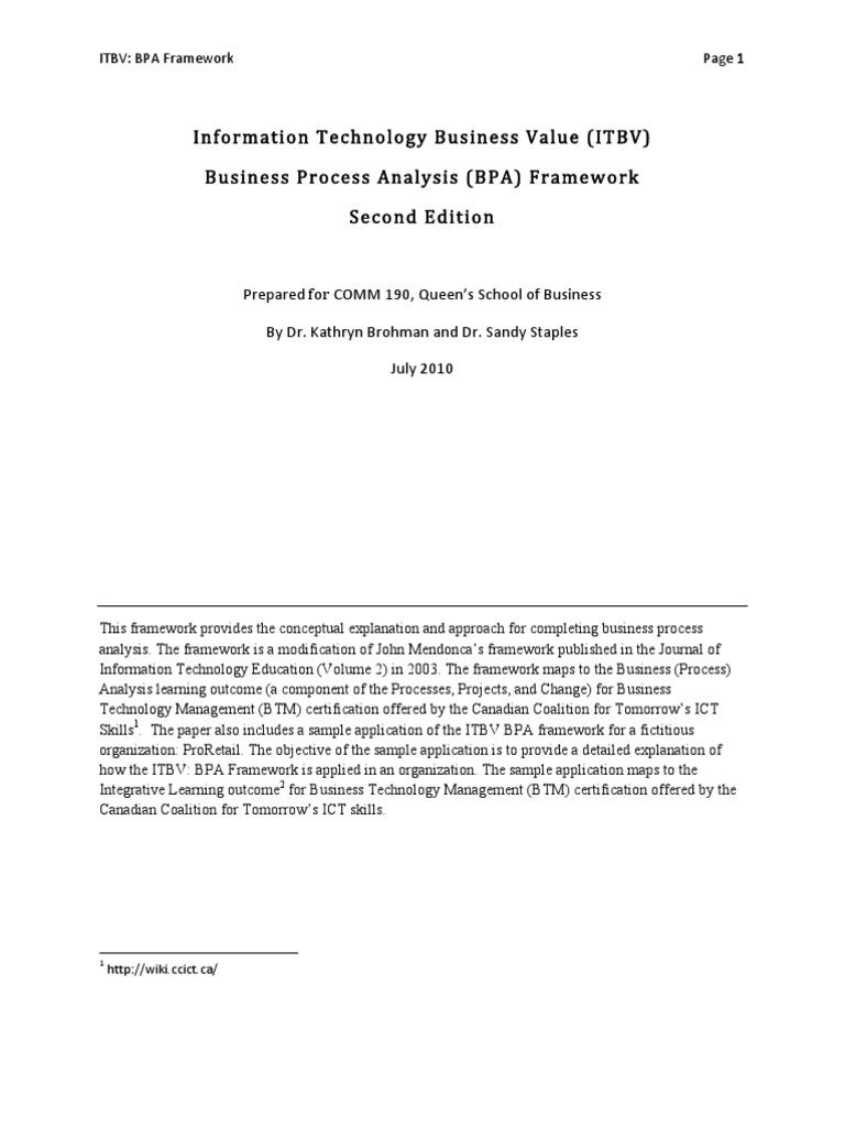 ITBV BPA Framework Overview | PDF | Databases | Business Process