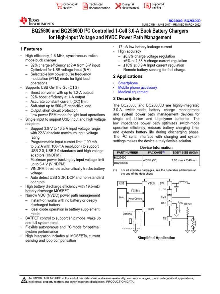 bq25600 Charging Ic DC To DC | PDF | Computers | Technology & Engineering