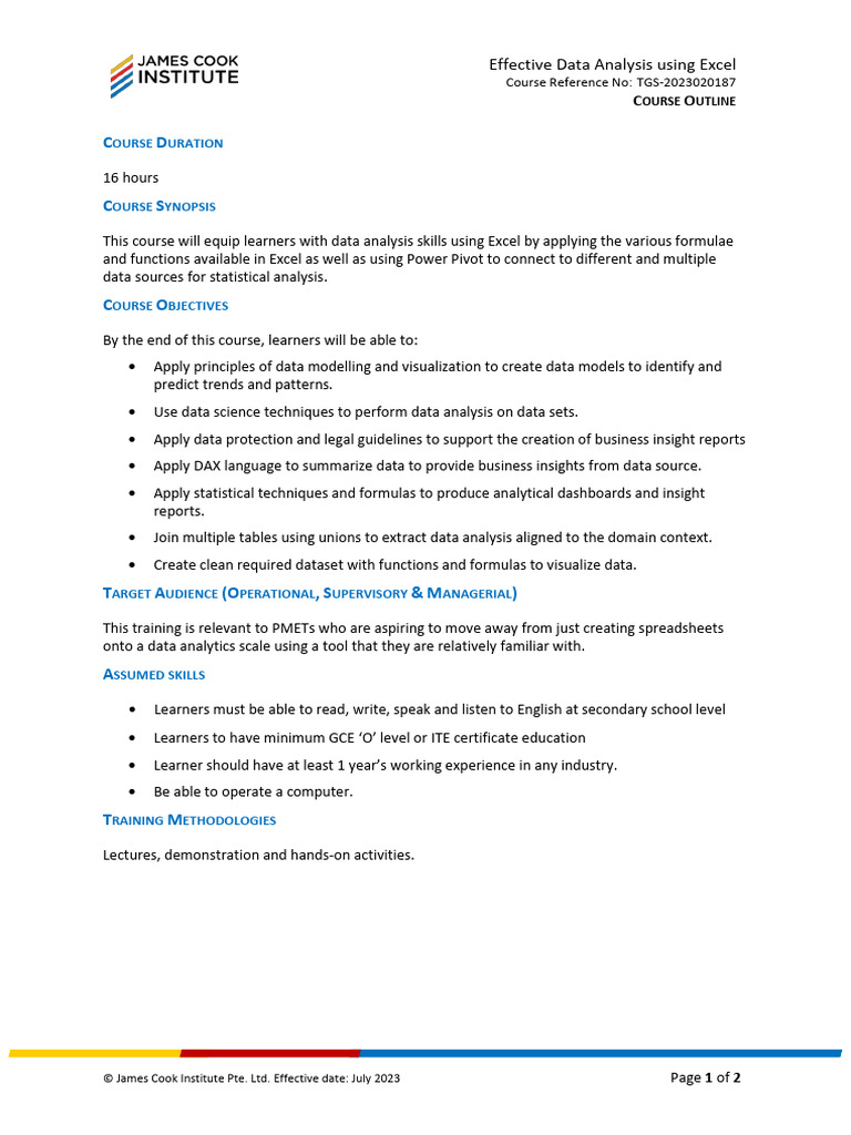 Effective Data Analytics Using Excel 2 | PDF | Data | Data Analysis
