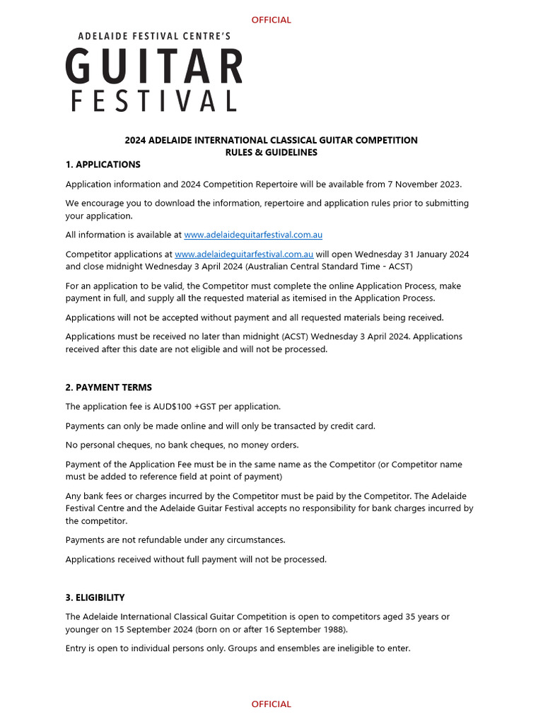 Rules Guidelines Adelaide International Classical Guitar Competition ...