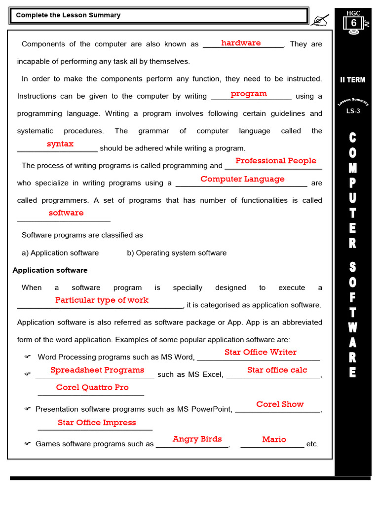 LS 3 - Computer Software With Answers | PDF | Operating System | Graphical User Interfaces