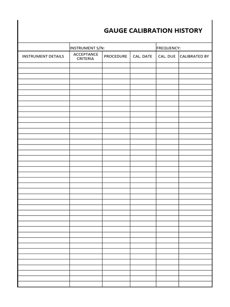 Gauge Calibration History Record | PDF