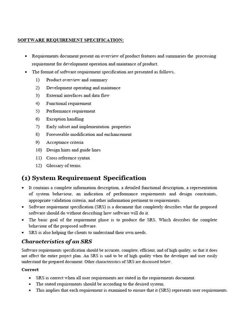 Comprehensive Software Requirements Guide Pdf Feasibility Study