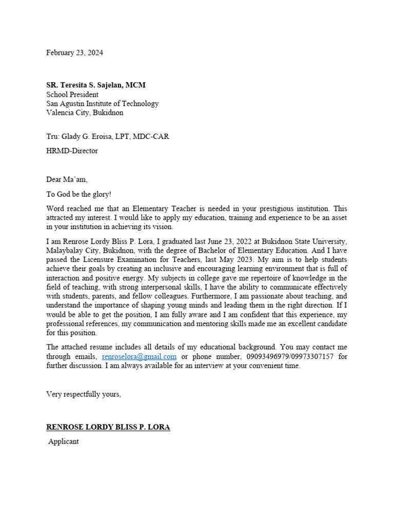 SAIT Application Letter | PDF