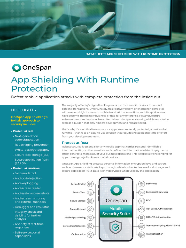 OneSpan Datasheet App Shielding Runtime Protection | PDF | Mobile App | Computer Security