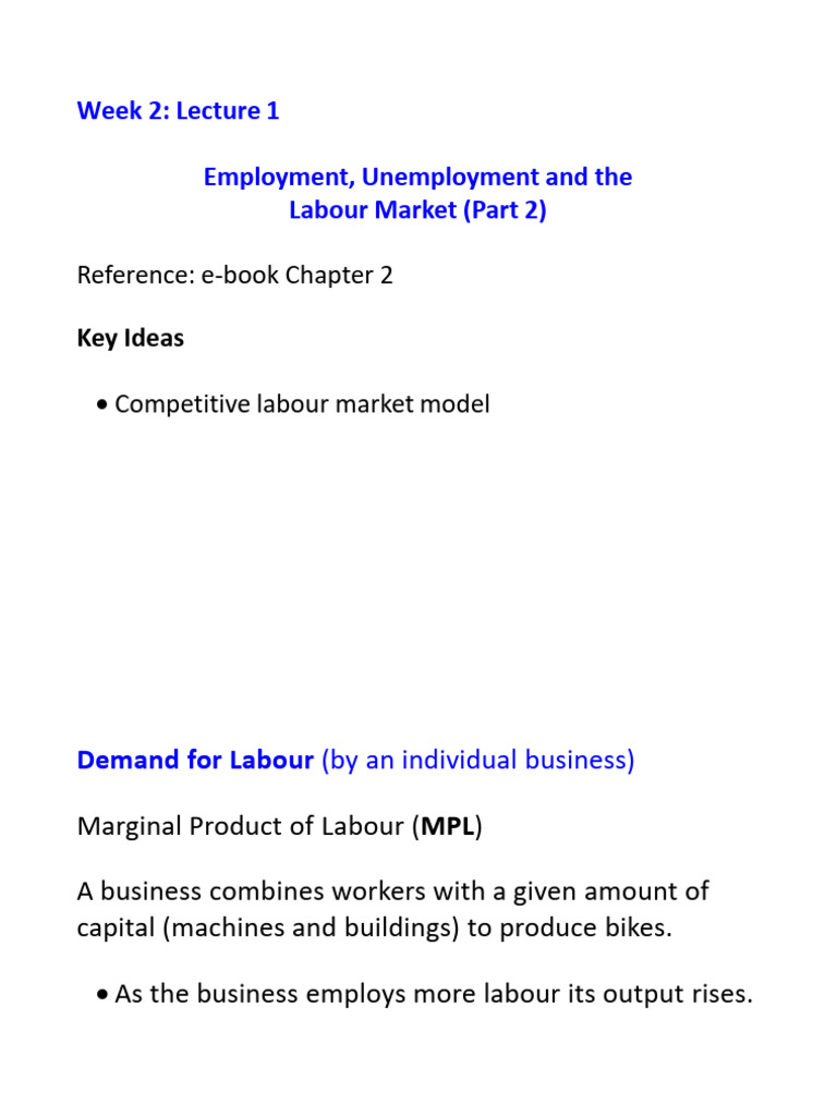 Week2 Lecture1 | PDF | Labour Economics | Demand