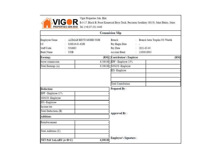 Azimah Binti Mohd Noh-Bemban-Payslip 2 | PDF