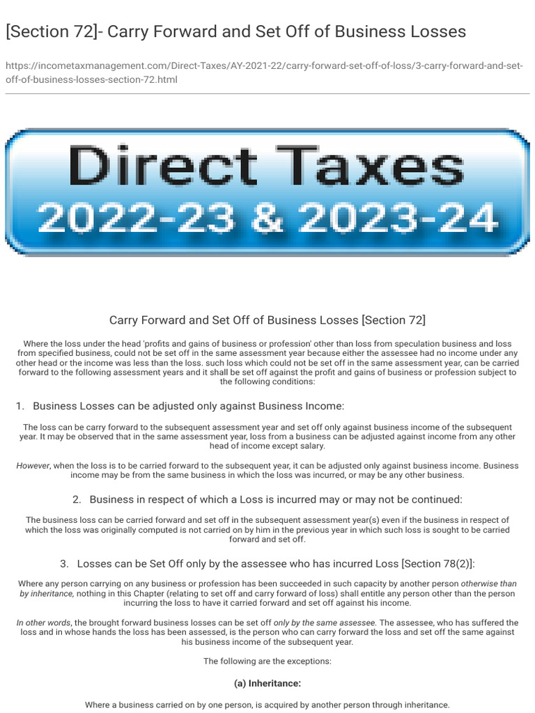 Business Loss Carry Forward Rules | PDF | Expense | Limited Liability ...