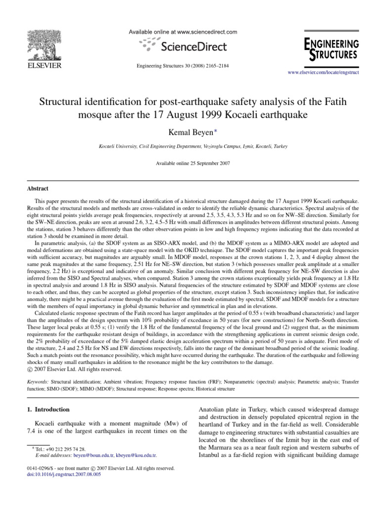 Structural Identification For Post Earth | PDF | Spectral Density | Wavelet