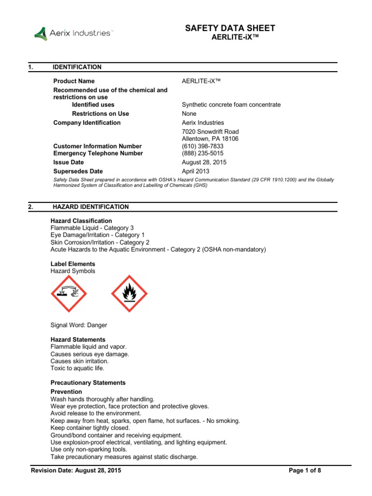 Foam Concrete MSDS | Download Free PDF | Toxicity | Occupational Safety ...
