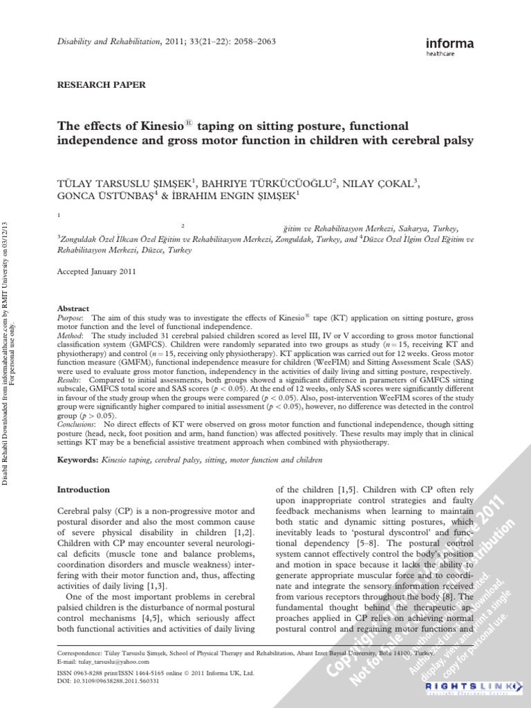 The Effects of Kinesio Taping On Sitting Posture, Functional ...