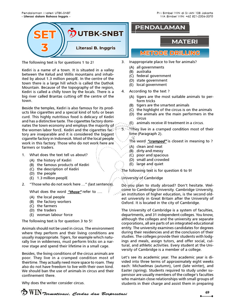 Modul PM SNBT 2024 Literasi B. Inggris - SET 3 | PDF | Chocolate | Seat ...