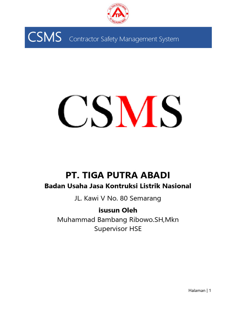 CSMS Contractor Safety Management System | PDF