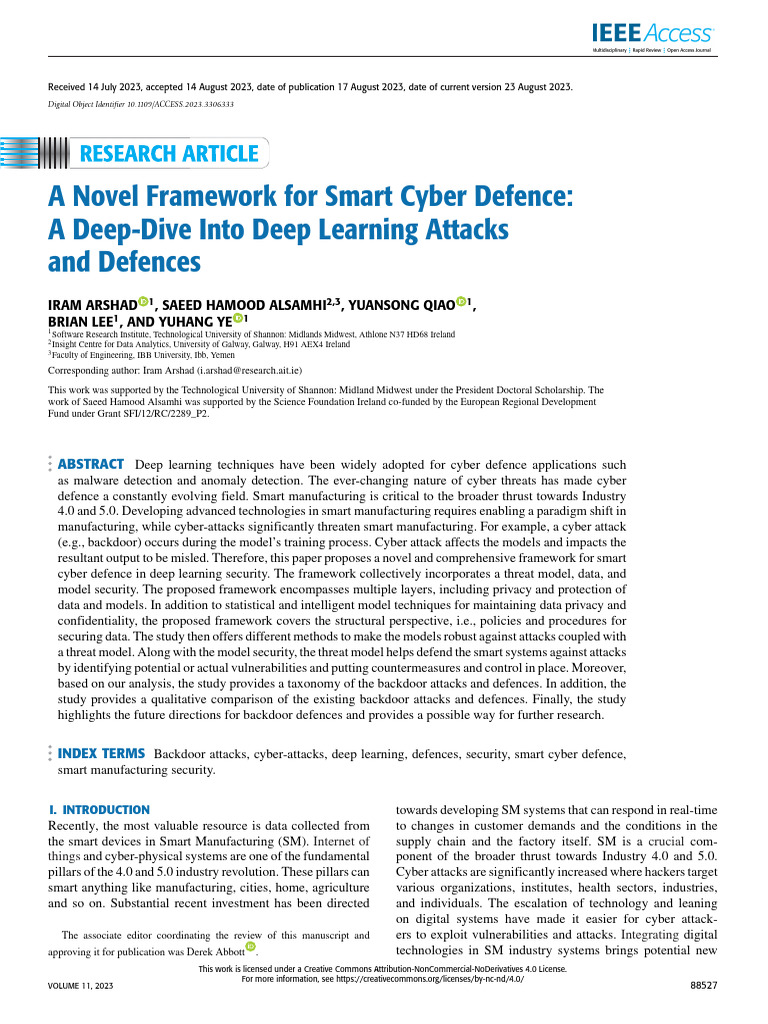A Novel Framework For Smart Cyber Defence A Deep-Dive Into Deep Learning Attacks and Defences ...