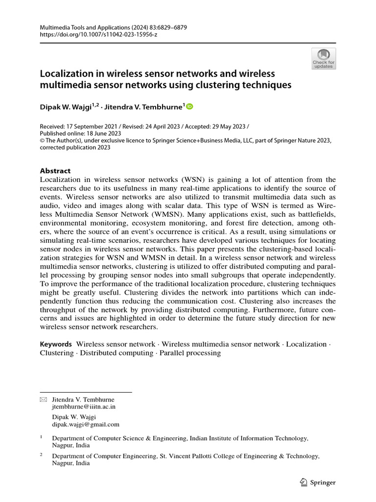 2024 Localization in Wireless Sensors Network | PDF | Wireless Sensor Network | Computer Network
