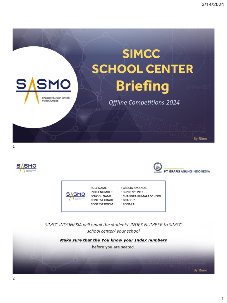 SASMO 2024 Offline Competition Briefing | PDF