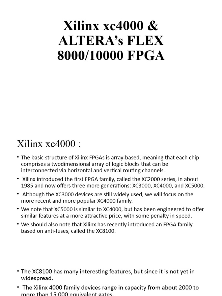 Xilinx xc4000 & Altera'S Flex 8000/10000 FPGA | PDF | Field Programmable Gate Array | Computer ...
