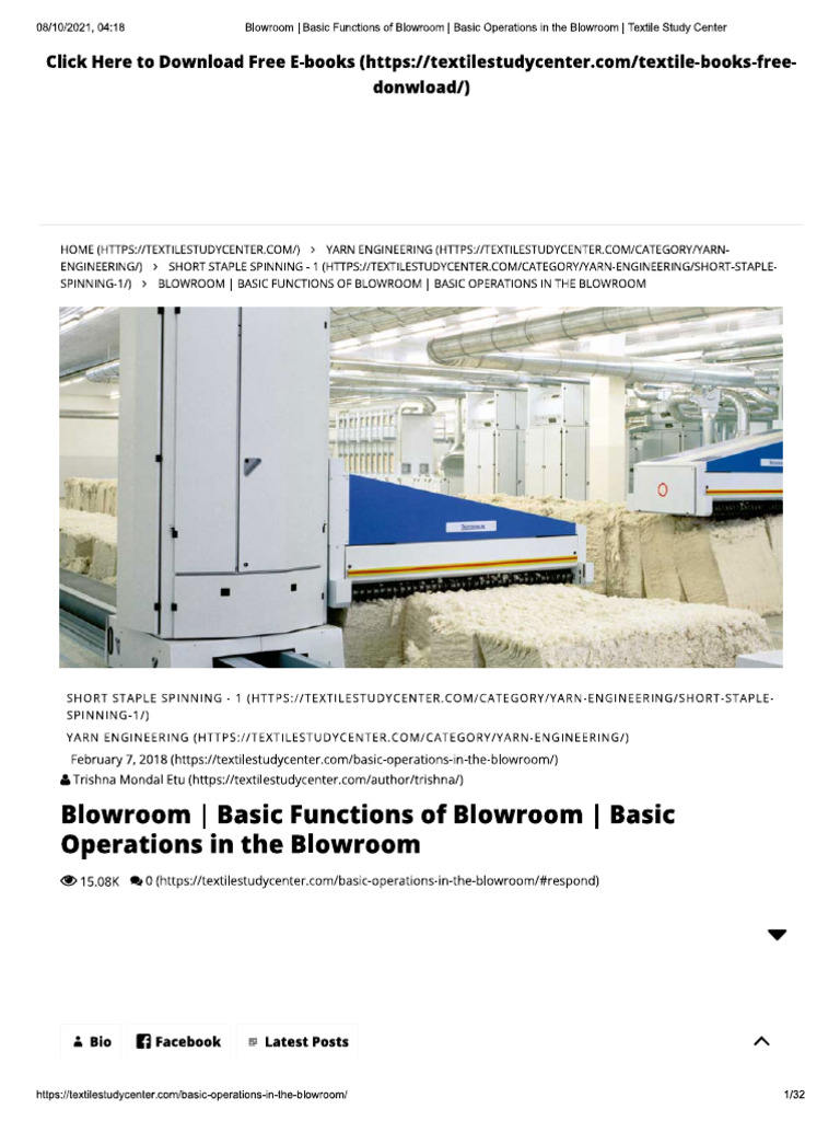 Blowroom _ Basic Functions of Blowroom ...in the Blowroom _ Textile ...