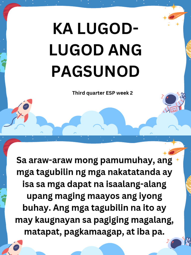 Ka Lugod-Lugod Ang Pagsunod: Third Quarter ESP Week 2 | PDF