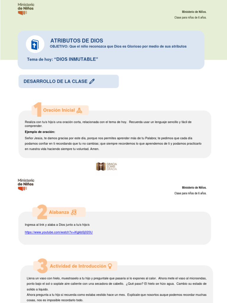 21 06 2020 Dios Es Inmutable MDN GSG 6 | PDF | Dios | Oración