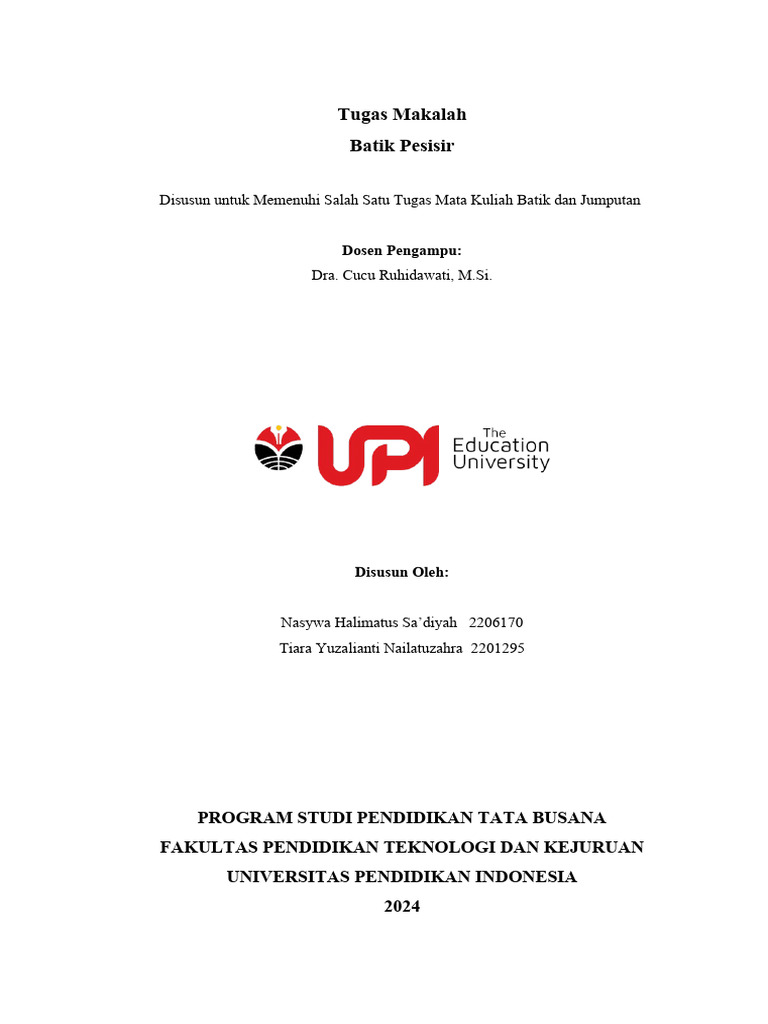 Tugas Makalah Batik Jumputan | PDF