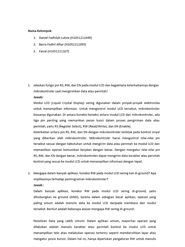 Jawaban Soal Diskusi Sistem Tertanam | PDF