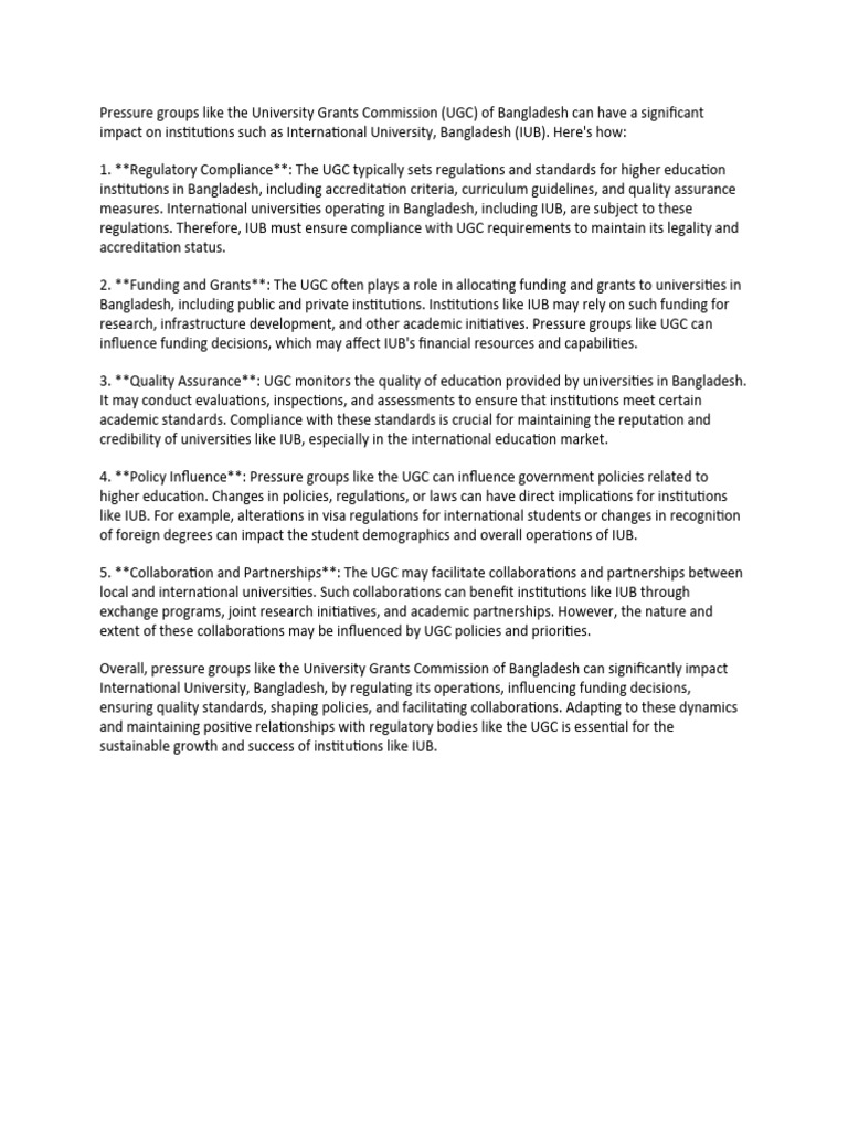 Pressure Groups Ugc | PDF | Regulatory Compliance | Institution