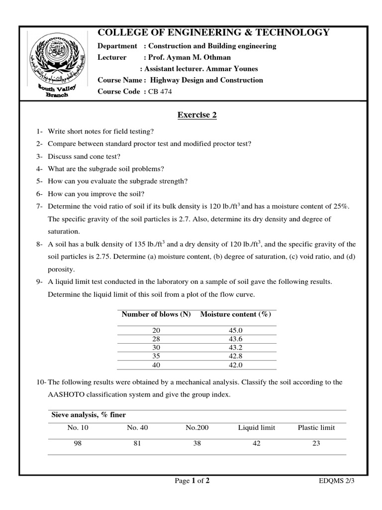 Exercise 2 | PDF | Natural Materials | Soil