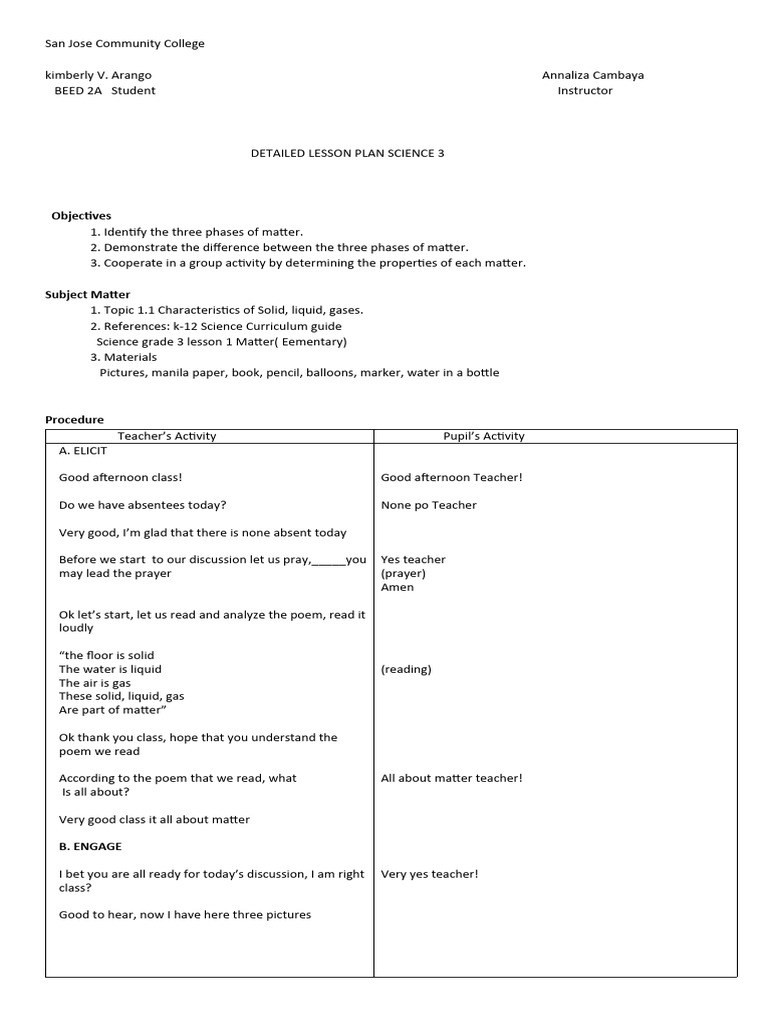 Kim Detailed LP in Science | PDF | Matter | Liquids