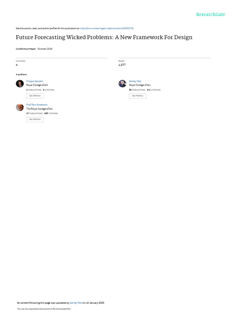 Future Forecasting Wicked Problems - A New Framework For Design | PDF ...