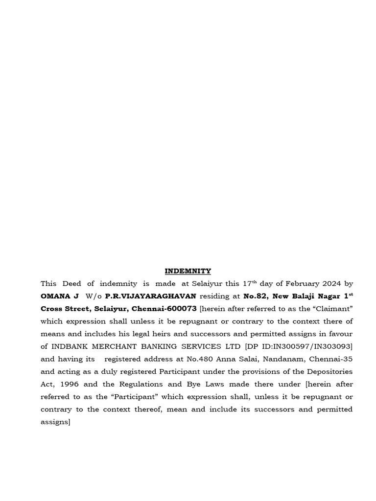 Indemnity | PDF