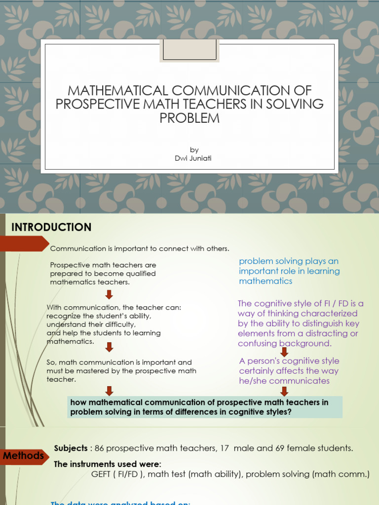 Mathematical Communication Profile Of Prospective Math Teachers In Pdf Mathematics