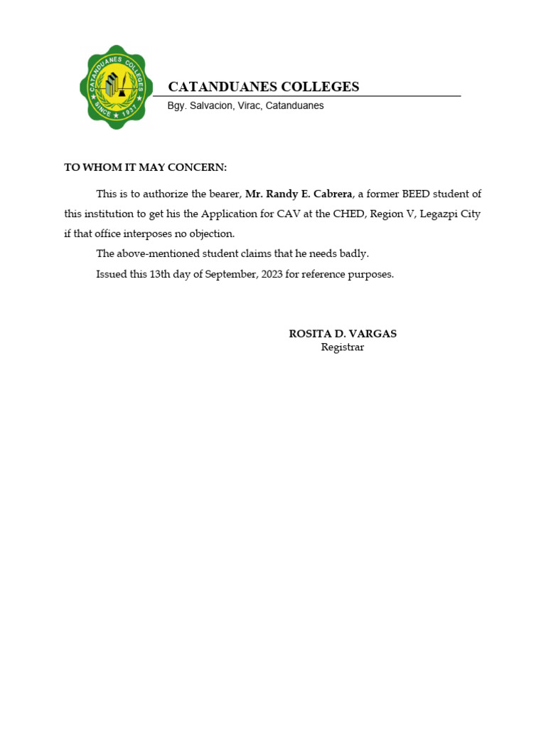 Authorization For Cav | PDF