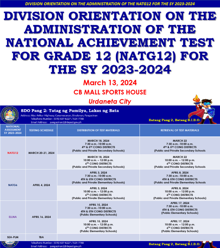 ORIENTATION_NATG12_NATG6-ELLNA_TESTING SCHEDULE | PDF