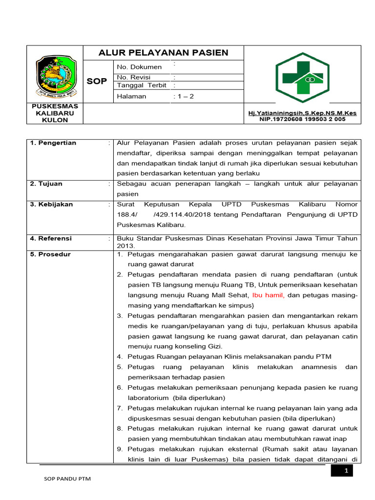 Sop Alur Pelayanan Pasien | PDF
