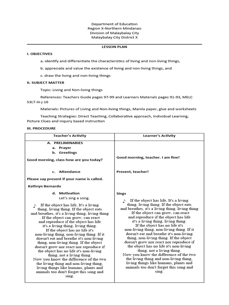 COT 1 Grade 3 Science | PDF | Lesson Plan | Learning
