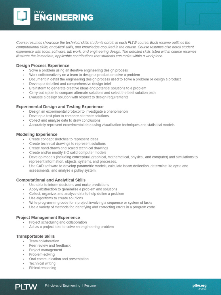 POE_CourseResume_ENG | PDF | Engineering Design Process | Engineering
