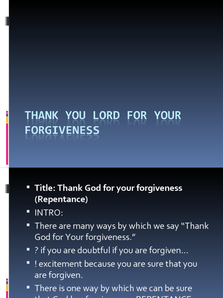 Thank You Lord For Your Forgiveness | PDF | Forgiveness | David