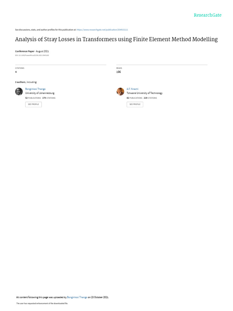 Analysis Stray Losses | PDF | Transformer | Finite Element Method