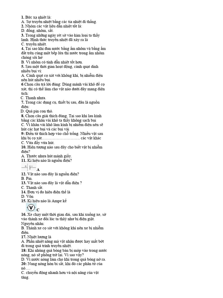 Đề cương ôn tập KHTN8 | PDF