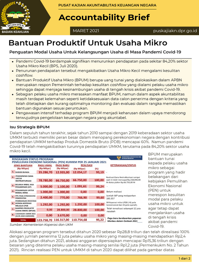 Accountability Brief - BPUM-UMKM - Final | PDF | Pengelolaan Keuangan & Uang