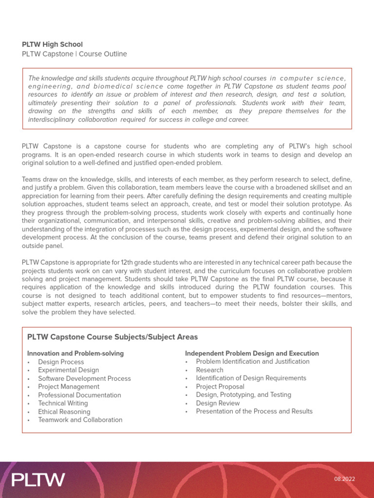 HS Capstone CourseOutline | PDF | Project Management | Prototype