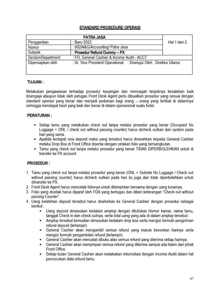 SOP-2 Prosedur Refund Dummy | PDF