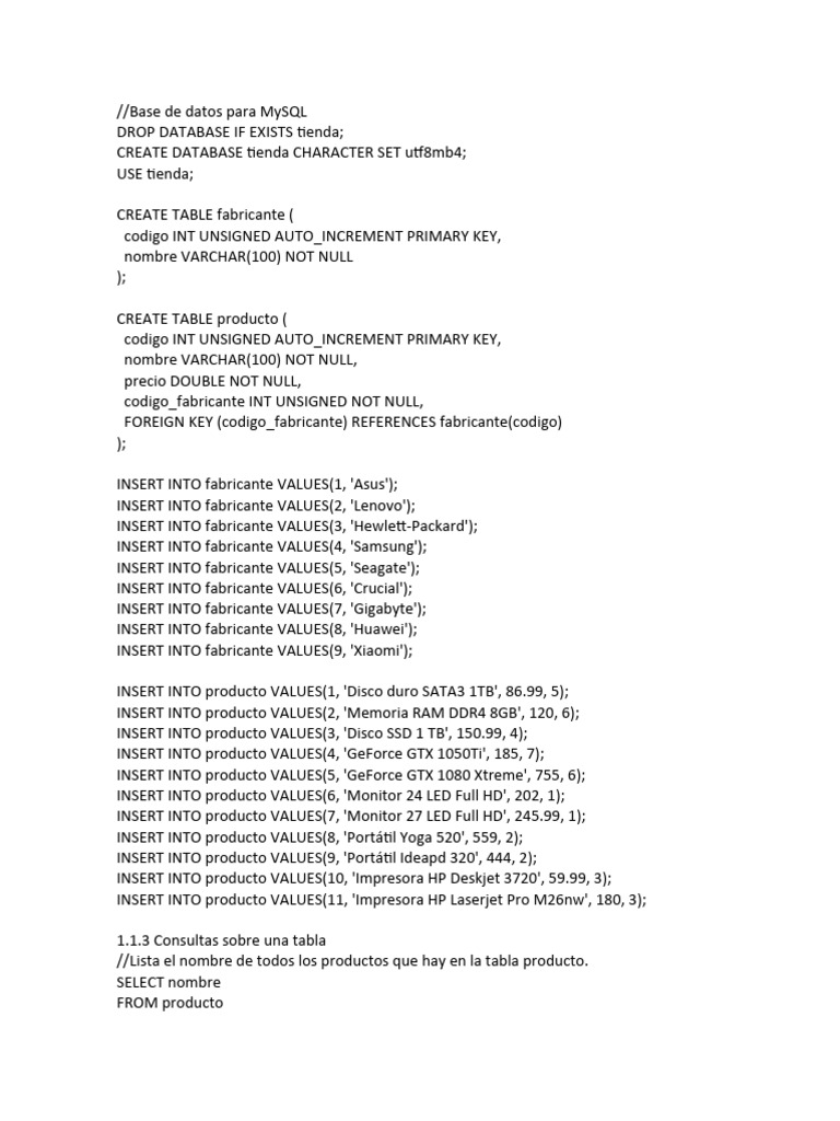 Base de Datos para MySQL | PDF | SQL | Recuperación de información