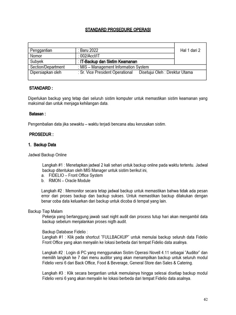 SOP-2 IT-Backup Dan Sistim Keamanan | PDF
