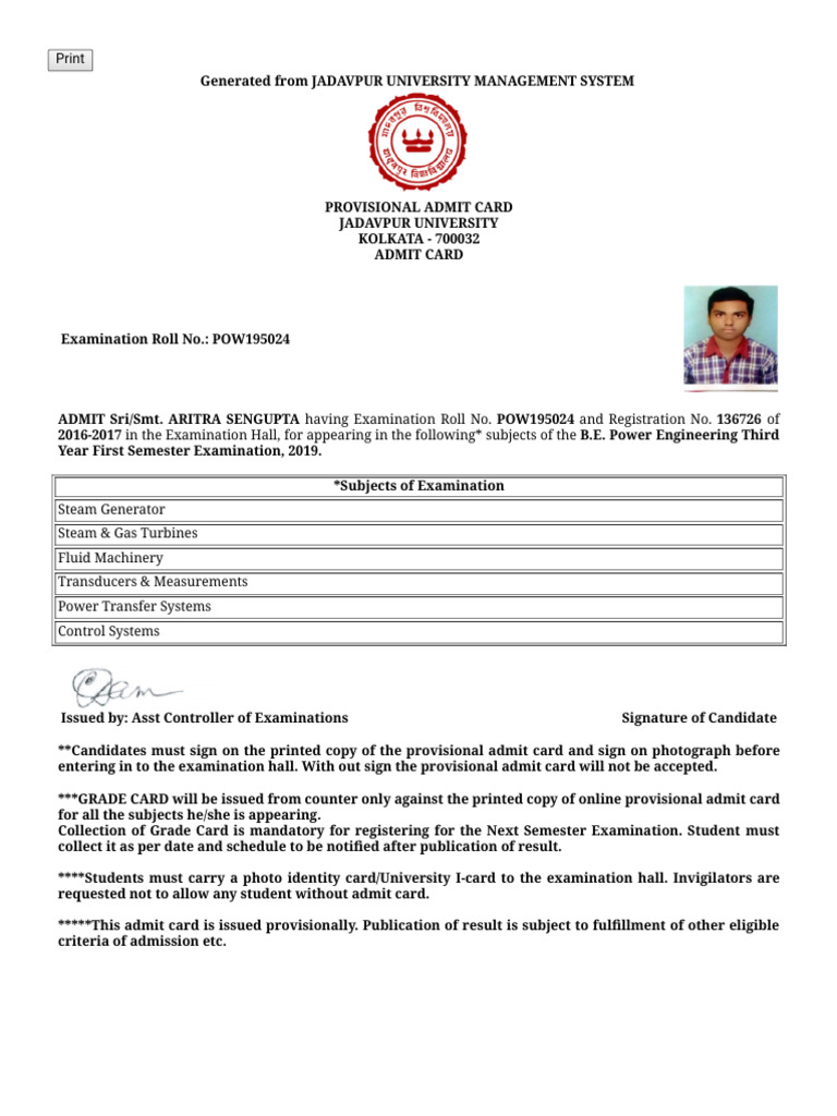 View - Print Admit Card | PDF