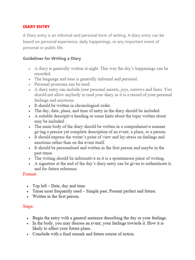 Diary Entry | PDF | Diary | Grammatical Tense