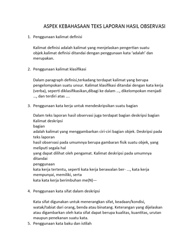 Aspek Kebahasaan Teks Laporan Hasil Observasi | PDF | Kajian Bahasa Asing | Komputer